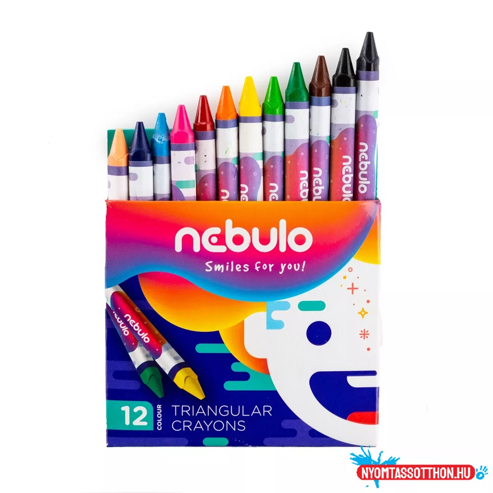 Zsírkréta készlet, háromszög Nebulo, 12 különféle szín - nyo